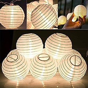 Vigdur Lantern - String Lights Waterproof Connectable Nylon Hanging Lantern String Lights Plug in White Decorative Lights for Patio Wedding Party Bedroom Indoor Outdoor Use,9.84FT