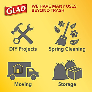 Glad Trash Bags, ForceFlexPlus Tall Kitchen Drawstring Garbage Bags - 13 Gallon White Trash Bag for Kitchen Trash Can, Odor Shield, Odor Eliminator, Leak Protection, 40 Count - Packaging May Vary