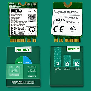 NETELY IEEE 802.11AC WiFi 5 NGFF M2 Interface 1200Mbps WiFi Adapter with Bluetooth 4.2 for Laptop PCs, 2.4GHz 300Mbps and 5GHz 867Mbps NGFF M2 WiFi Card, OEM Lenovo FRU PN: 01AX713 (QCNFA344A)