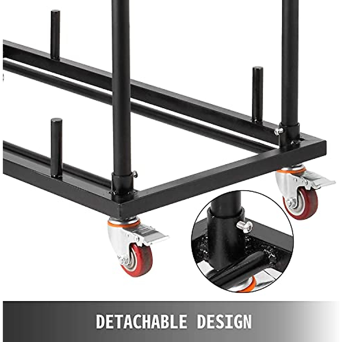VEVOR Folding Chair Dolly, 39.4"L x 20"W x 43.7"H L-Shaped Steel Foldable Storage Cart, 2 Swivel Casters with Brakes & 2 Fixed Straight Casters, for Commercial Home Kitchen Folding Chairs Transport