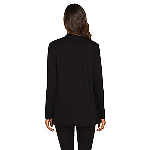 Newchoice Women's Casual Lightweight Cardigans Long Sleeve Soft Drape Open Front Black Dusters (Black, XL)
