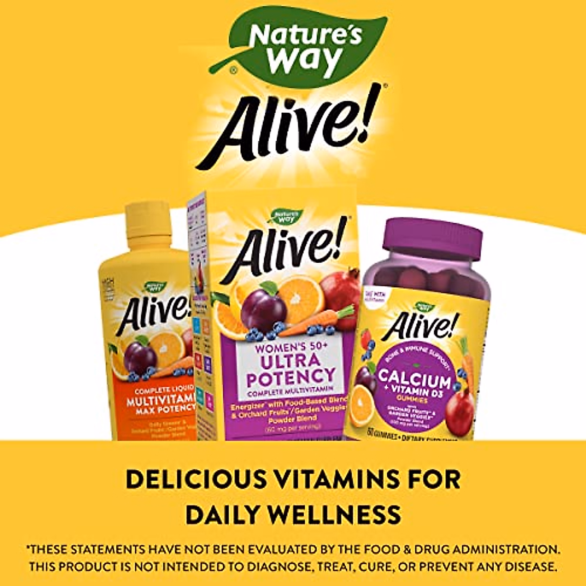 Nature's Way Alive! Women's 50+ Ultra Potency Complete Multivitamin, High Potency Formula, Supports Whole Body Wellness & Healthy Aging*, 60 Tablets