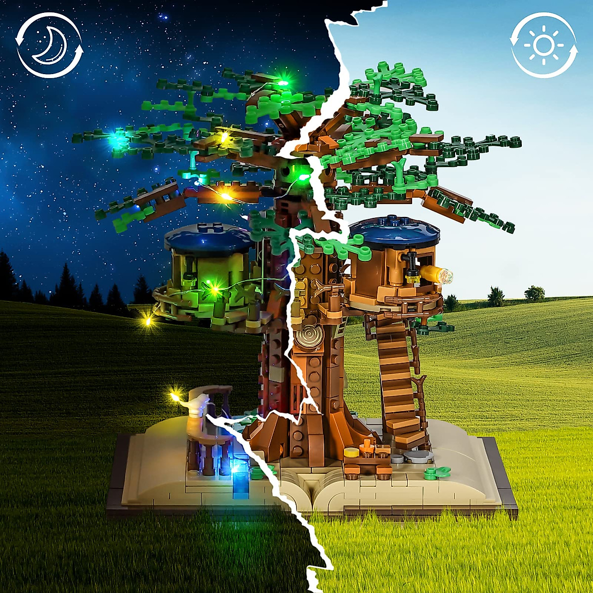 Mibido Ideas Tree House Building Kit with Led Lights, Build-and-Display Model Home or Office Decor for Adults Thanksgiving Christmas Creative Forest Toy Gift for Kids Aged 12+, New 2023 (1008 Pieces)