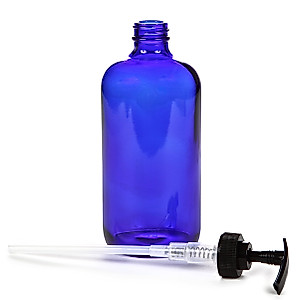 Vivaplex, 2, Large, 16 oz, Empty, Cobalt Blue Glass Bottles with Black Lotion Pumps