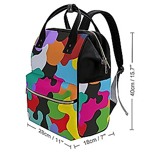 Bright Camouflage Pattern Diaper Bag Backpack Large Capacity Mommy Bags Multifunction Nappy Bag Travel Back Pack Black-Style