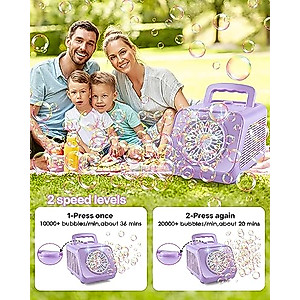 Upgraded Bubble Machine with 2 Speed Levels,Blow 20000+ Bubbles/Minute,Portable Automatic Bubble Machine for Kids Toddlers,Durable Bubble Maker Outdoor Toys Gifts for Birthday,Wedding,Party,Christmas