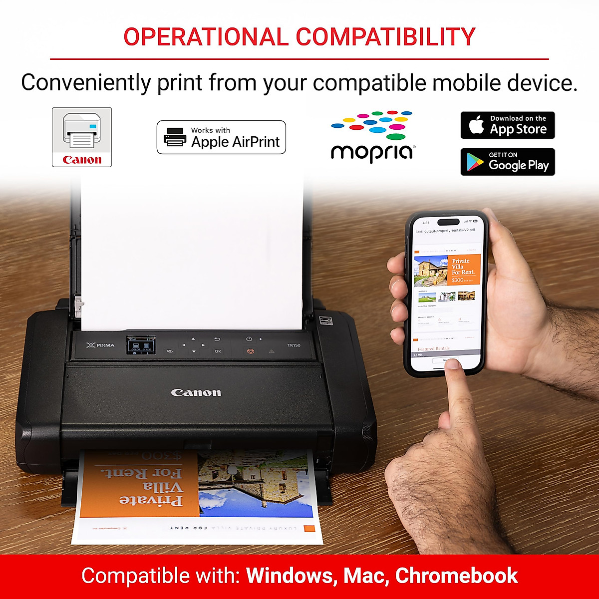 Canon Pixma TR150 Wireless Mobile Printer with Airprint and Cloud Compatible, Black