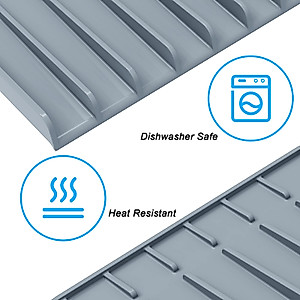 2 Pack Silicone Faucet Handle Drip Catcher Tray, Sink Splash Guard Behind Faucet, Kitchen Sink Mats, Faucet Mat by HOMKULA (Gray)