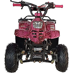 HHH ATV 110cc ATV Quads Youth ATV Gas ATVs Fully Automatic 4 Wheeler for Kids ATV 4 Wheeler Boulder 110B1 (Pink Color)