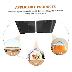 Cabilock 10PCS Pot Lid Holders Stand Wall Mounted Pot Lid Organizers Self Adhesive Adjustable Pan Lid Storage Rack Organizer Kitchen Gadget(Black)