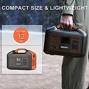 BULLBAT Portable Power Station Pioneer 500, 504Wh Lithiu m Battery Powered Outlet with 500W AC, Solar Power Generators with MPPT, Backup Power Supply for Outdoor & Indoor