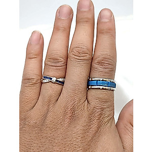 ringheart 2 Rings Couple Rings Bridal Sets Silver Ring Blue Cz Womens Wedding Ring Titanium Steel Man Wedding Bands