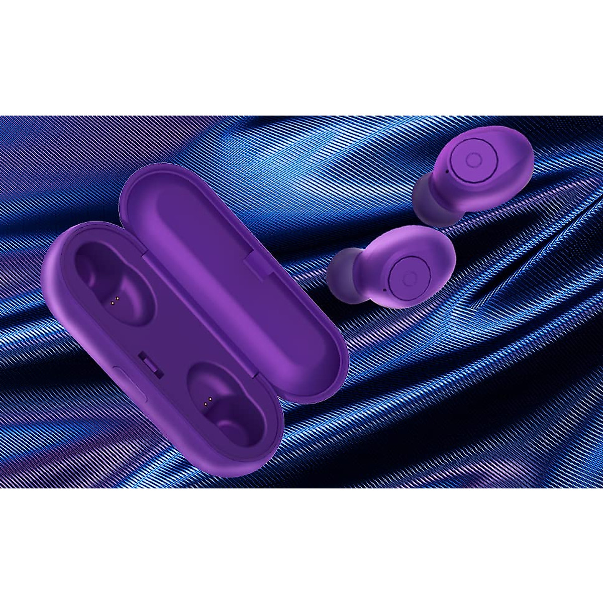 Bluetooth 5.0 Wireless Earbuds Super Portable True Wireless Stereo Headphones in Ear Deep Bass Built in Mic IPX6 Waterproof with Charging Case (Only 50g) 40H Playtime for Workout Running(Purple)