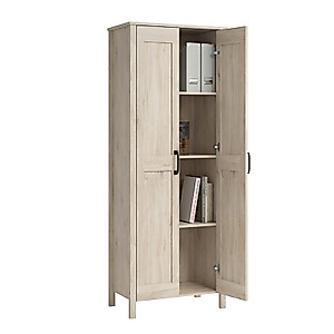 Sauder Engineered Wood 2-Door Storage Cabinet in Chalk Oak Finish