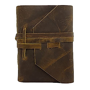 Ruzioon (7” x 5”) Leather Journal Writing Notebook - vintage leather-bound journal with deckle edge paper – Sketchbook - Travel Diary - leather journals