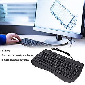Dilwe Compact Gaming Office Keyboard, 87 Key Wired Mini USB Interface Desktop Computer Mute Ultra Thin Keyboard Multimedia Keyboard Quiet Clicks(Arabic)