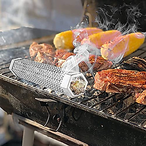 Cnuben smoke tube for pellet smoker 12'' Stainless Steel smoker tube 5 Hours of cold smoker tube with Y-Ventilation Design