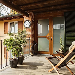 SkyNature Outdoor Clocks, 18 Inch Large Indoor Outdoor Wall Clock Waterproof with Temperature and Humidity, Silent Metal Pool Clock for Garden, Patio, Fence