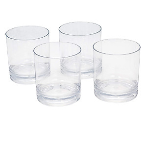 D'Eco Unbreakable Whiskey Glasses (Set of 4, 12oz ea) - Reusable Shatterproof Bourbon, Scotch & Old Fashioned Glasses - Perfect Indoor Outdoor Drinking Cups for Parties - Holiday Christmas Gift Idea