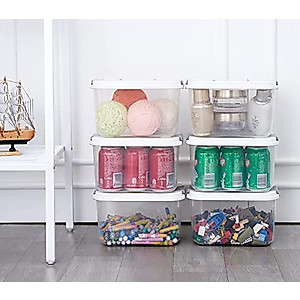 ZHENFAN 5.5 Quart Clear Storage Latch Box/Bin with Lids, 5 Liter Plastic Organize Bins with Handle, 6-Pack