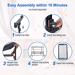 INFANS 3 in 1 Baby Bassinets, Bedside Sleeper for Newborn, Folding Crib with Mattress, Travel Bag, Wheels, 4-Sided Mesh, Easy to Assemble Cradle Co Sleeper Stationary, Rock (Pink)