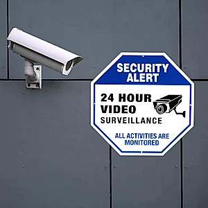Video Surveillance Signs Outdoor - 10" x 10" Aluminum Rust Free Security Signs for Property, Metal Warning Sign for Home Business CCTV Security Camera - 2 Pack/Blue