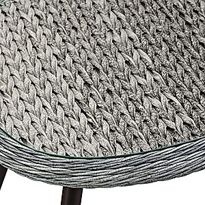 Modway Endeavor Wicker Rattan Aluminum Glass Outdoor Patio Side End Table in Gray