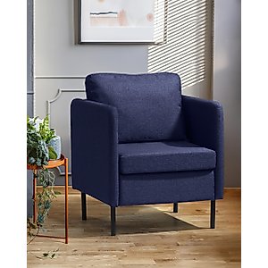 XSPRACER Accent Chairs, Comfy Sofa Chair, Armchair for Reading, Living Room, Bedroom, Waiting Room, Linen, Navy Blue