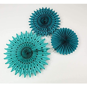 Teal Gold Birthday Party Decorations Women Cream Mint Gold Polka Dot Paper Fans for Teal Bridal Shower Decorations Teal Gold Wedding/Eid Mubarak Party Decorations