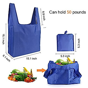 Baxrou 6 Pack Reusable Shopping Bags Foldable Machine Washable Grocery Tote with Long Handles 55LBS Large Capacity Eco-Friendly Durable Tote Bags Fits in Pocket Holds Waterproof & Lightweight