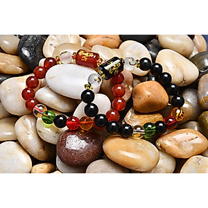 KESOCORAY Feng Shui Obsidian Red Agate Wealth Five-Element Yoga Pure Heart Bracelet for Good Luck
