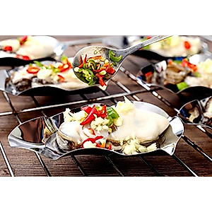 Premium Reusable Stainless Steel Oyster Shells, Set of 12, Great for Make Oysters Rockefeller/Baked Clams/Scallop/Seafood of all Kind (12 pieces per pack)