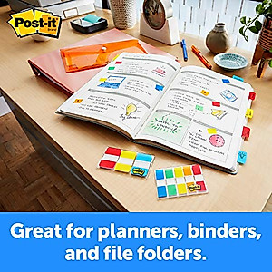 Post-it Tabs.625 in Solid, Aqua, Yellow, Pink, Violet, 10/Color, 40/Dispenser (676-AYPV) , Bright Colors , 5/8 x 1-1/2 in