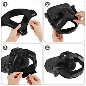 Esimen Head Pad for Oculus Quest 2 /Quest Strap Cushion Headband Fixing Accessories, Gravity Pressure Balance Cushion Leather Foam (Black)