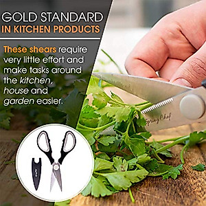 Kitchen Scissors Heavy Duty with Blade Cover, Stainless Steel Kitchen Shears for Herbs, Chicken, Meat & Vegetables, Dishwasher Safe Food Scissors, Black