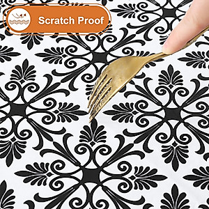 misaya Rectangle Vinyl Table Cloth, Elastic Fitted Flannel Backed Tablecloth, 100% Waterproof Plastic Table Cover Fits 6 Foot Folding Tables for Picnic, Camping, Outdoor (Black, 30" x 72")