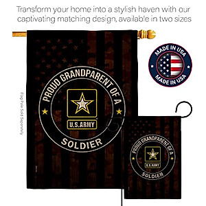 US MILITARY Proud Grandparent Army Burlap Garden Flag-Armed Forces Rangers United State American Military Veteran Retire Official House Decoration Banner Small Yard Gift Double-Sided, Made in USA