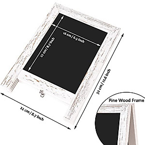 Umtiti Tabletop Chalkboard Sign, Double-Sided White Solid Pine Wood Framed Standing Chalkboard, 8.7×12.6" Small Kitchen Countertop Memo Board Décor for Home, Café, Bar, Wedding(SMHB-WH-2232A)