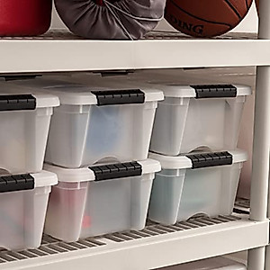IRIS USA 12 Qt. Plastic Storage Container Bin with Secure Lid and Latching Buckles, 6 pack - Pearl, Durable Stackable Nestable Organizing Tote Tub Box Toy General Organization Small