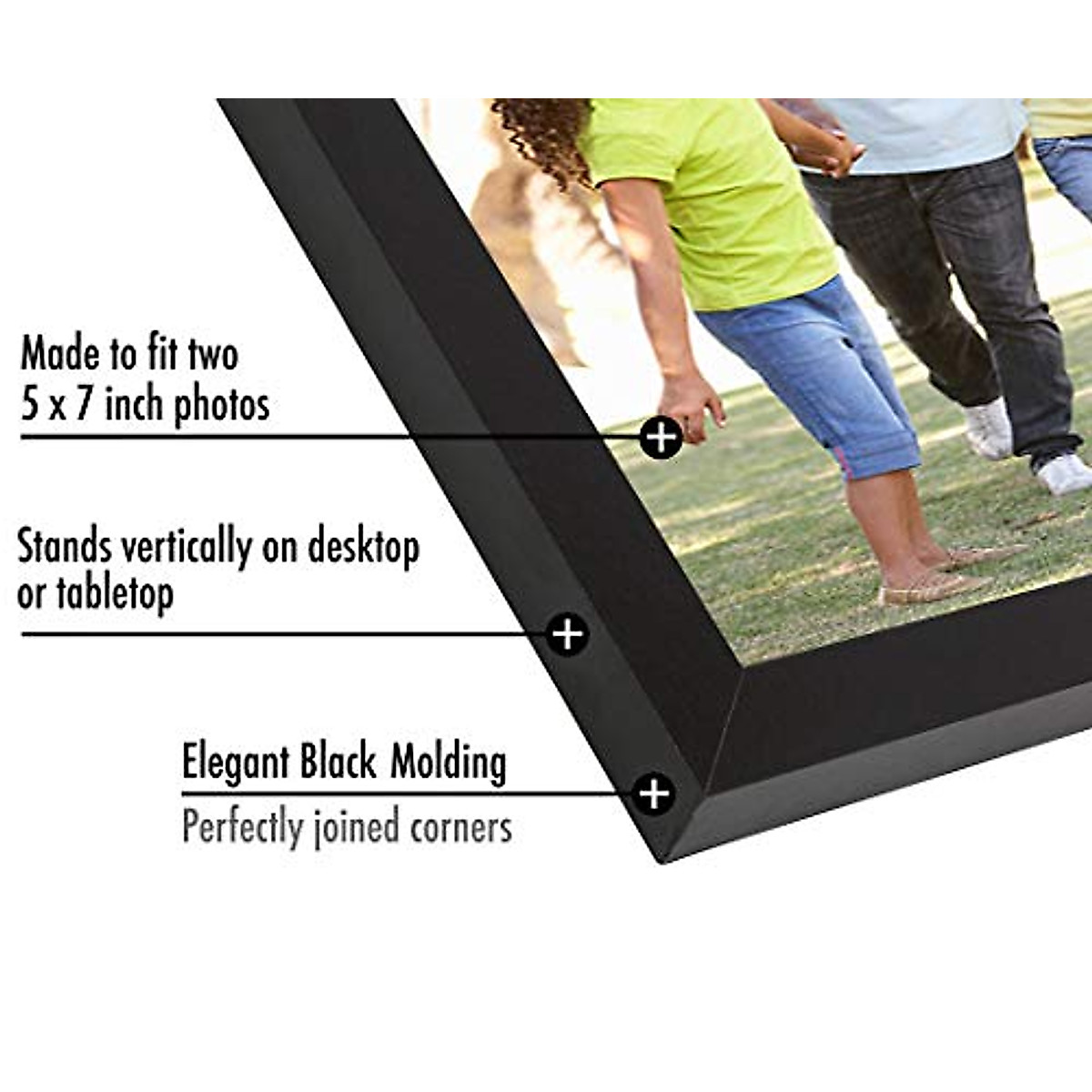 Americanflat Hinged 5x7 Picture Frame in Black - Double Picture Frame with Engineered Wood and Shatter Resistant Glass for Tabletop Display (Pack of 2)