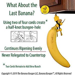 Banana Bungee The Original Banana Hanger Under Cabinet Banana Hook Under Cabinet & Banana Holder Stand Alternative - Made in The USA - Banana Storage for Multiple or Single Banana Holder Hook