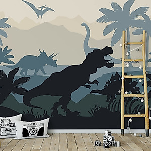 funlife Large Fabric Wall Decal Peel and Stick, Nordic Style Original Hand Drawn Dinosaur Wall Mural Wallpaper Wall Sticker for Kids Room Living Room Playroom, 94.49" x 78.74"