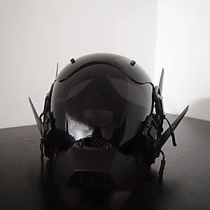 YYINYUAN Punk Mask Cosplay Costumes Black Full Face Samurai Mecha Mask Halloween Party LED Mask for Men Women (Yellow)