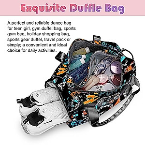 Kids Overnight Duffle Bag Boys Sport Gym Bag with Shoe Compartment & Wet Pocket, Carry On Weekender Travel Bag for Kid Boys