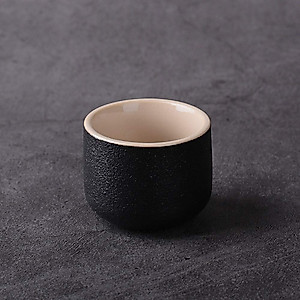 NEWQZ Japanese Sake Set, Traditional Ceramics Black Sake Serving Sets 7 Pcs include 1 Pot and 6 Cups