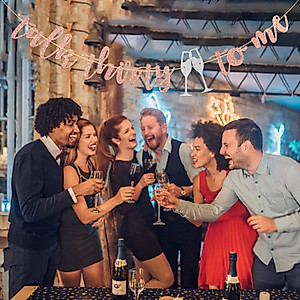 Dalaber Talk Thirty to Me Banner,Happy 30th Birthday Party Photoprops, 30th Anniversary Dirty 30 Party Decoration Supplies, Cheers to 30 Years Party Cake Decor - Rose Gold