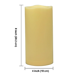 Waterproof Outdoor Flameless Candles with Remote, Set of 2, Large 4” x 8” Battery Operated Electric LED Pillar Candle Set for Home Décor Party Wedding Supplies Garden Christmas Decoration Gift