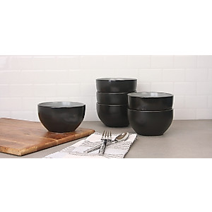 10 Strawberry Street Two Tone Coupe 5.5”/24 Oz. Cereal Bowl Set Of 6, Black/Gray