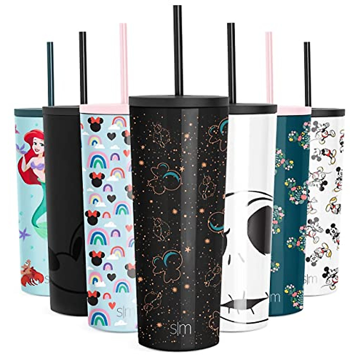 Simple Modern Disney Insulated Tumbler Cup with Flip Lid and Straw Lid | Gifts for Women Men Reusable Stainless Steel Water Bottle Travel Mug | Classic Collection | 24oz Minnie Mouse Starry Sky