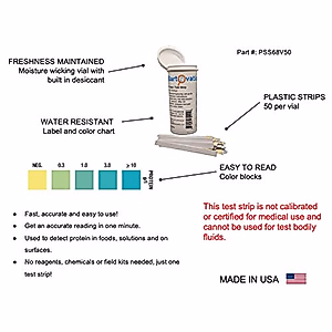 Residual Protein Food Test Strips, 0-10 g/L [Vial of 50 Strips]